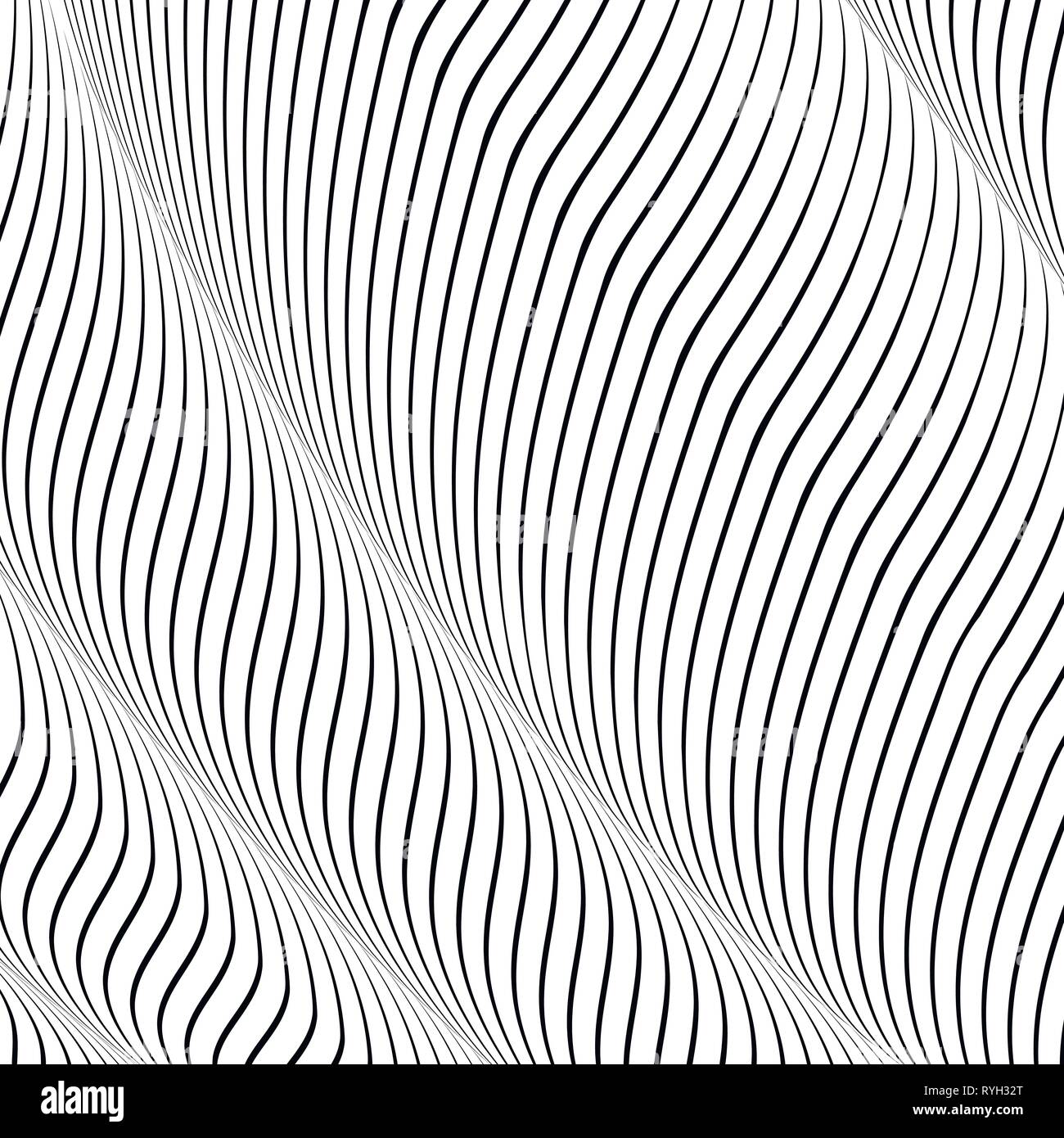 Abstract wavy background, optical art, opart striped. Vector waves ...