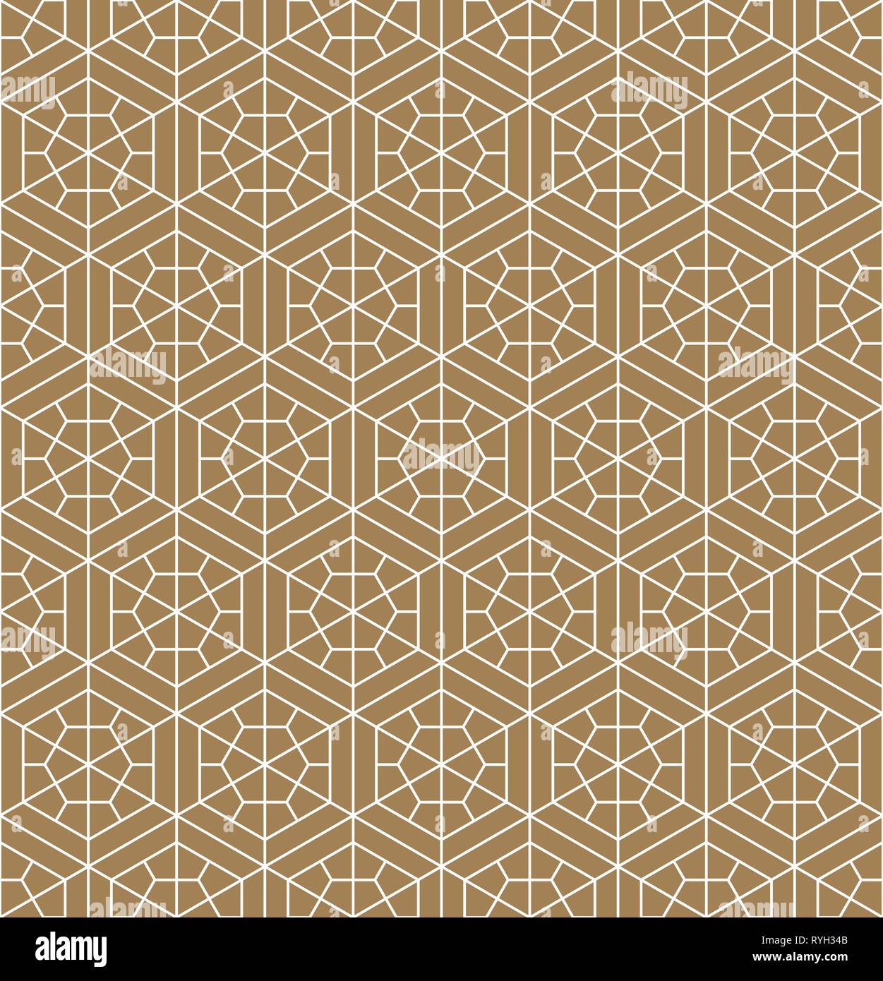 Japanese seamless pattern in style Kumiko.Golden color background and ...