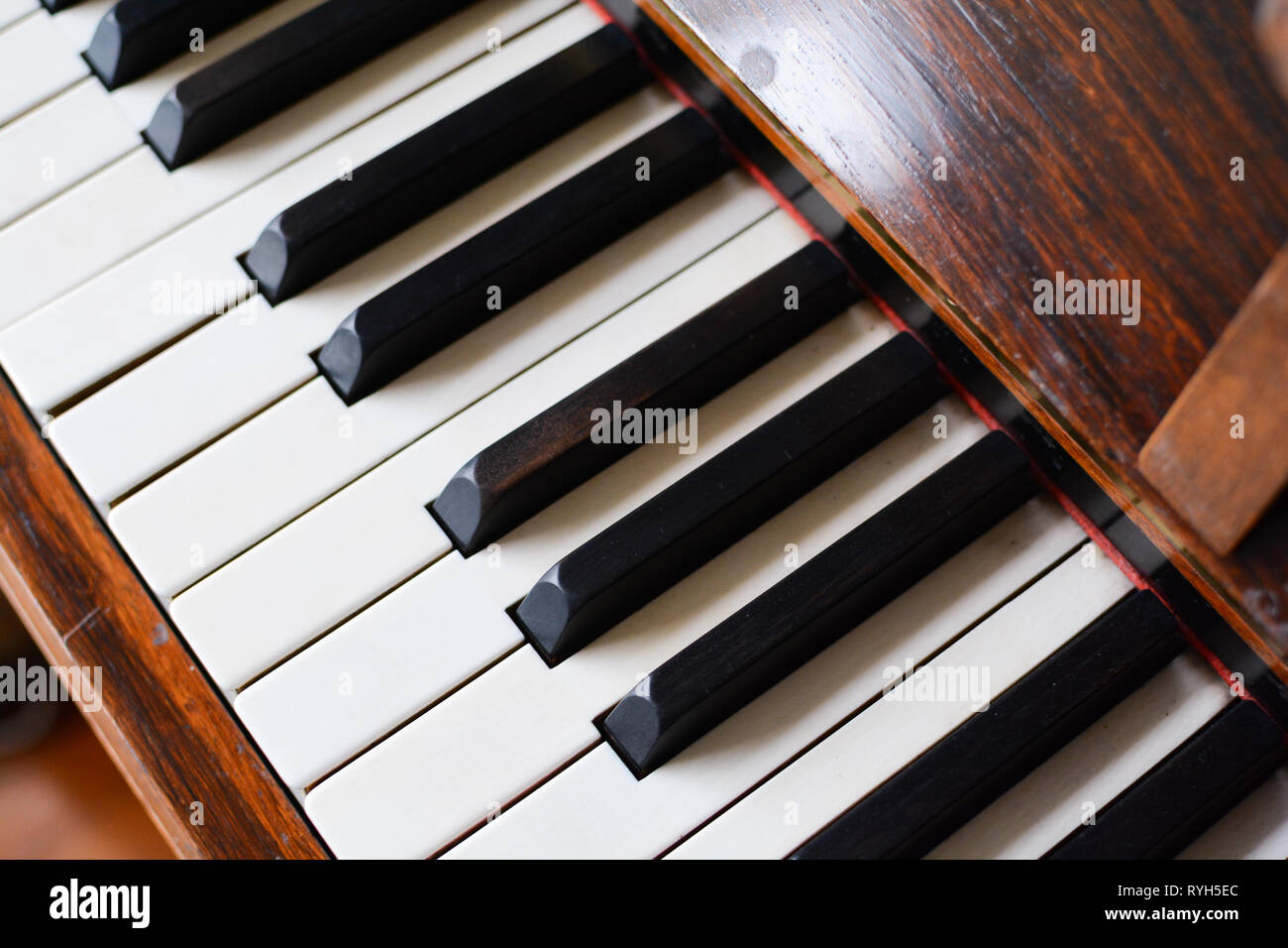 Piano keyboard of a classic wooden piano Stock Photo - Alamy
