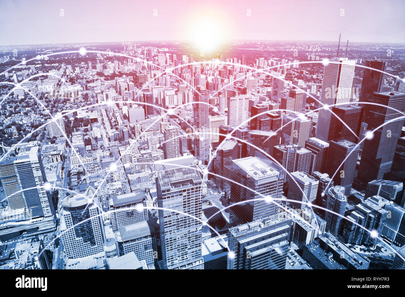 Modern Toronto urban skyline with high-speed data and internet ...