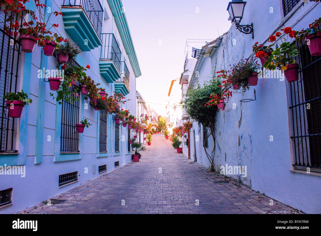 Street. The picturesque street of the city of Estepona. Costa del Sol ...
