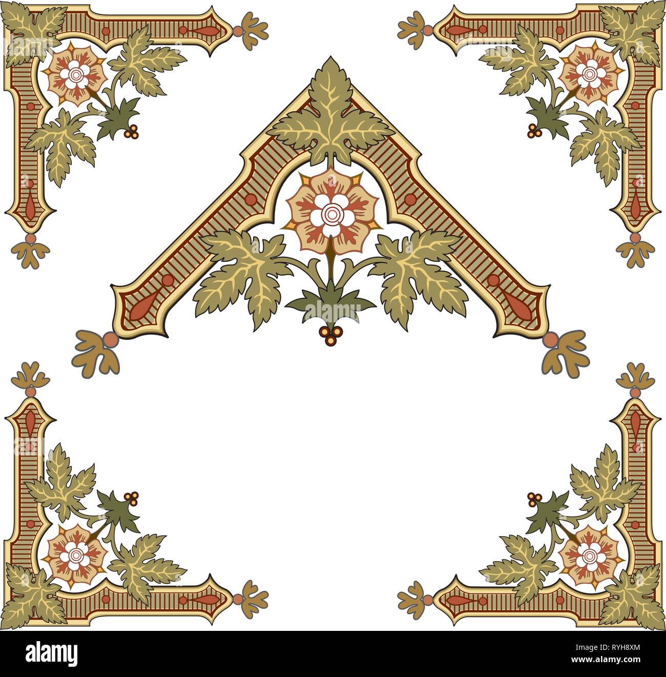 Old World Borders Vector - Tiled frame in plant leaves and flowers ...