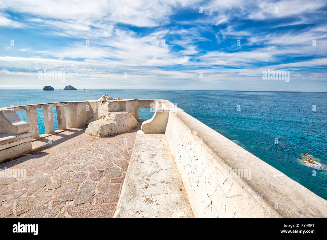 Famous Mazatlan sea promenade (El Malecon) with ocean lookouts and ...