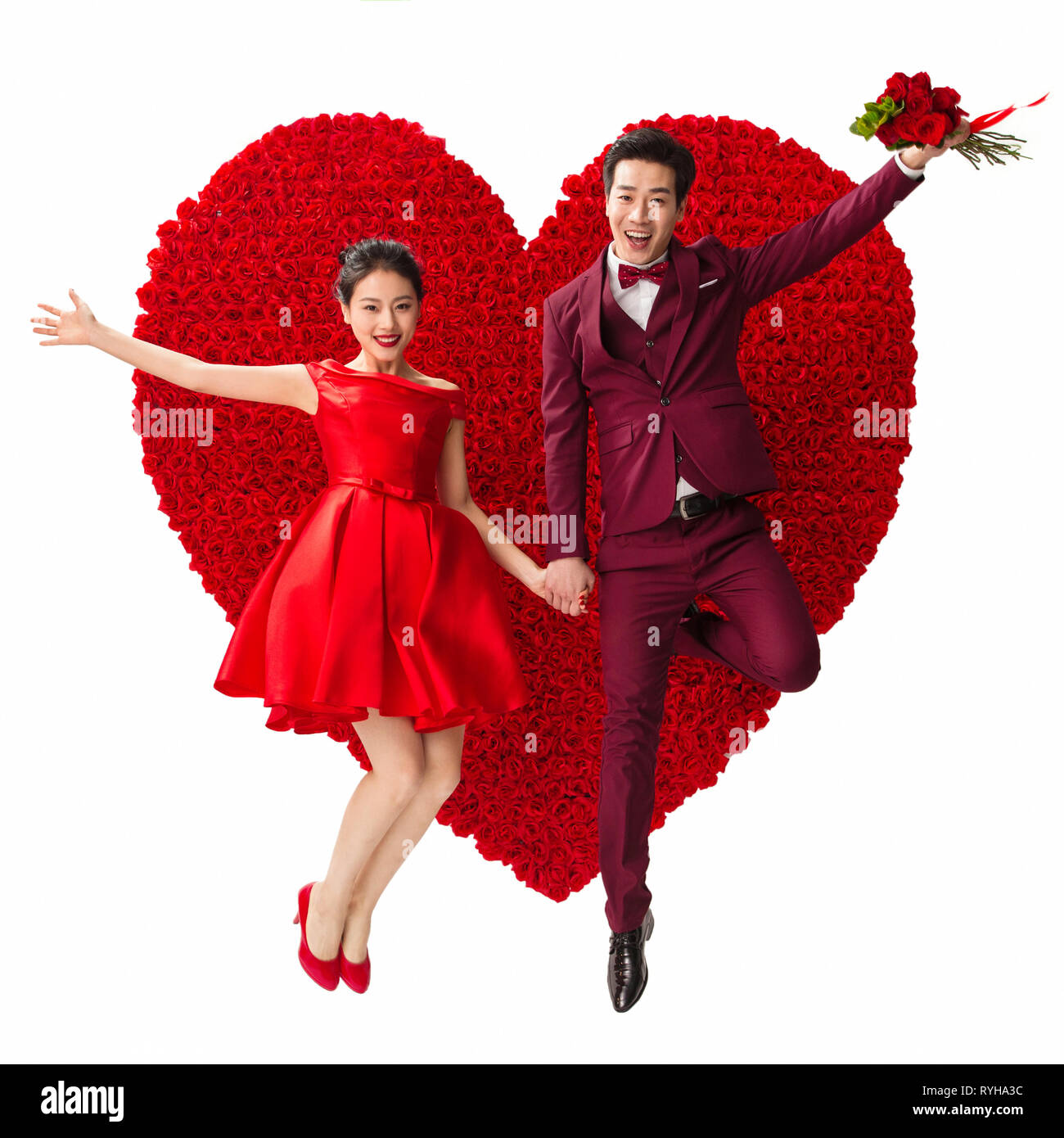 Two couples holding hands Cut Out Stock Images & Pictures - Alamy