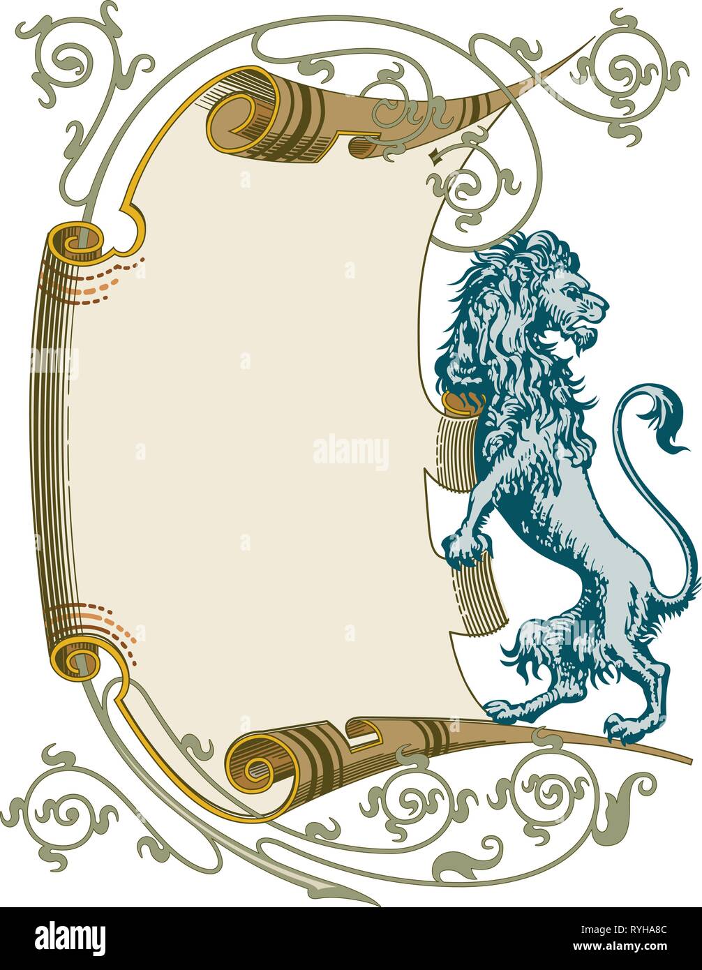 Gold lion frame Stock Vector Images - Alamy
