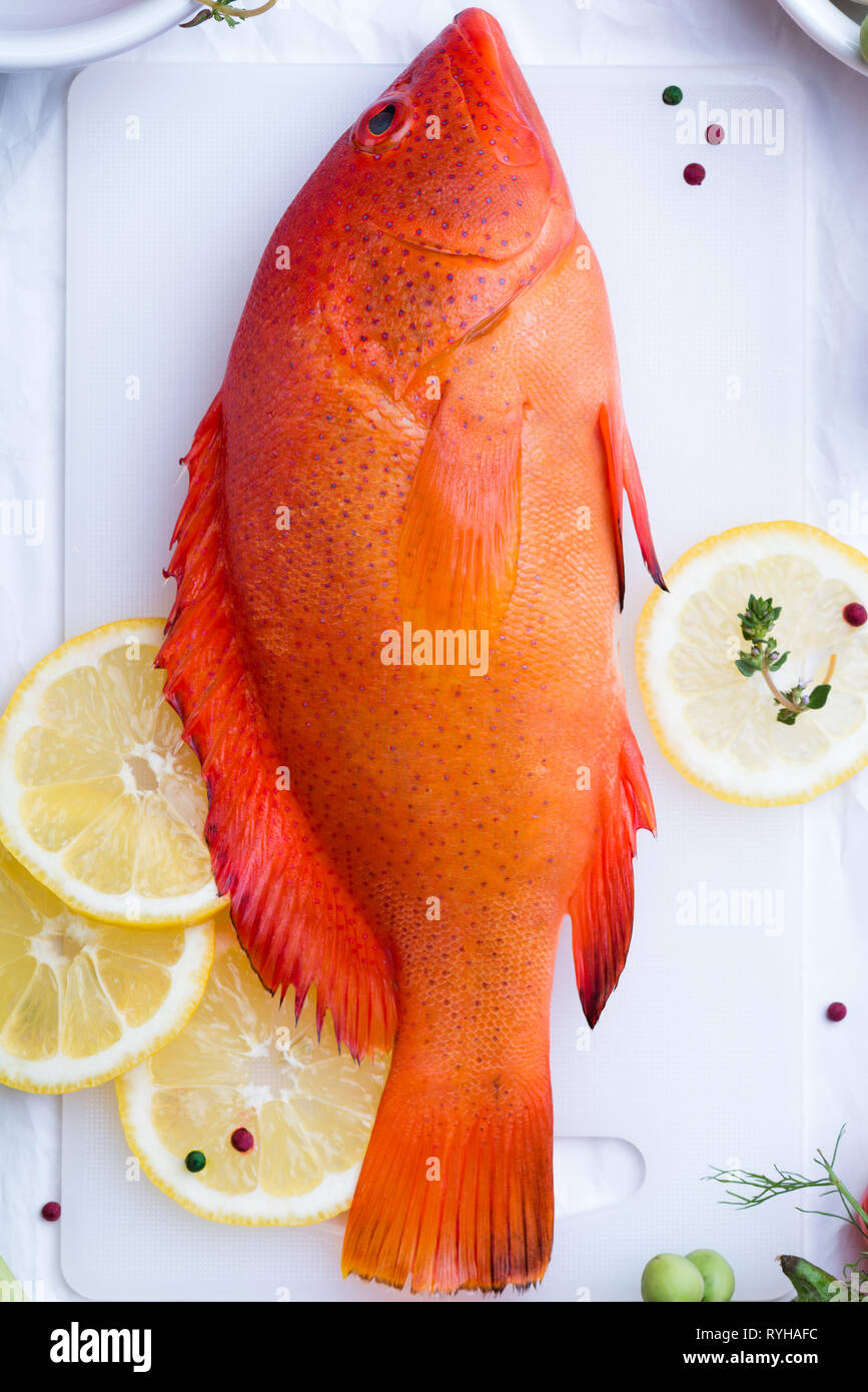 red snapper with ingredients Stock Photo - Alamy