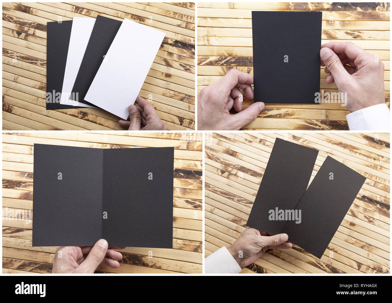 A man holding booklet. Set of identity template Stock Photo - Alamy