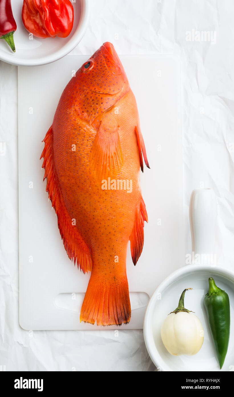 red snapper with ingredients Stock Photo - Alamy