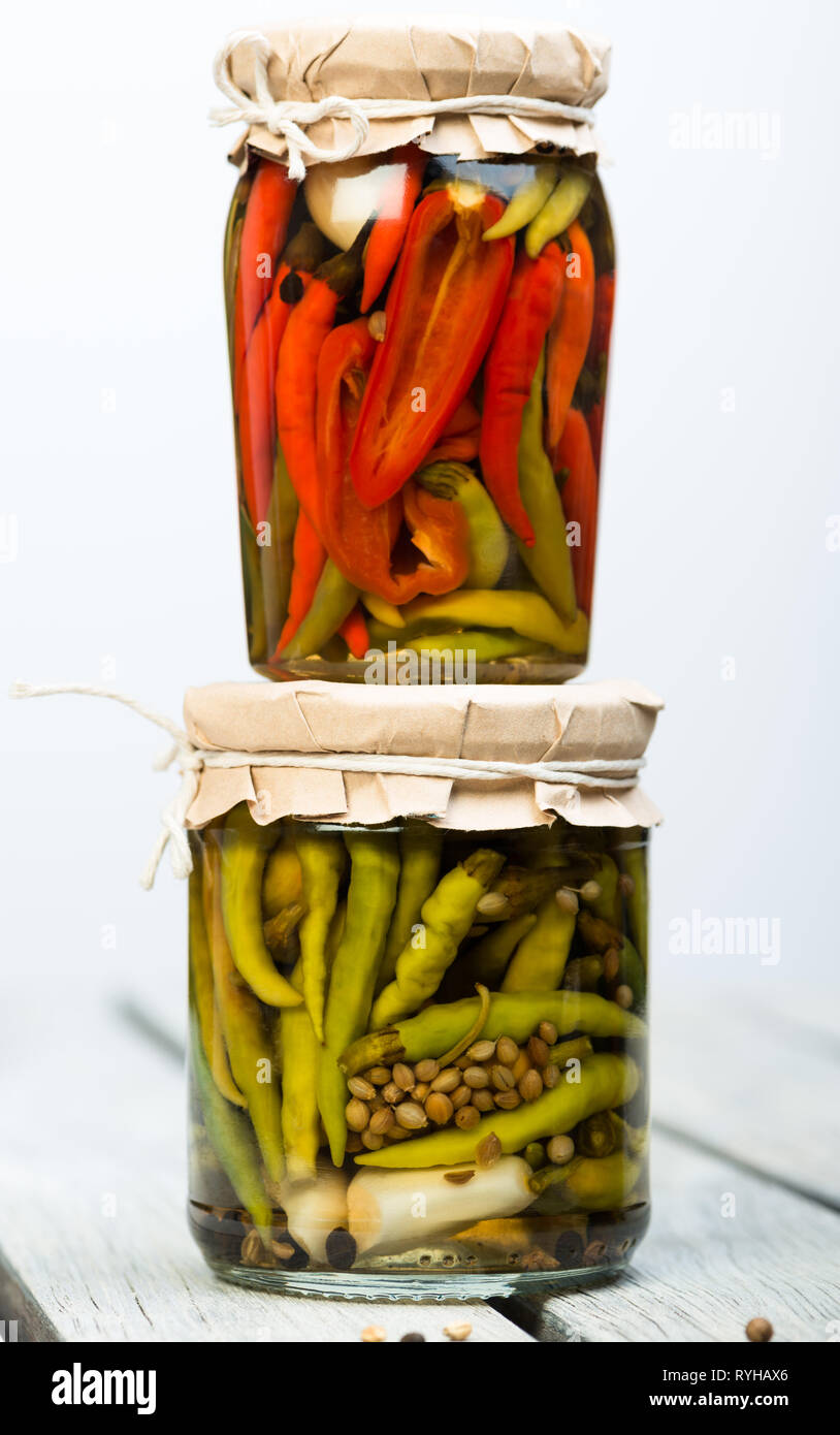 bird`s eye chili pickle Stock Photo - Alamy