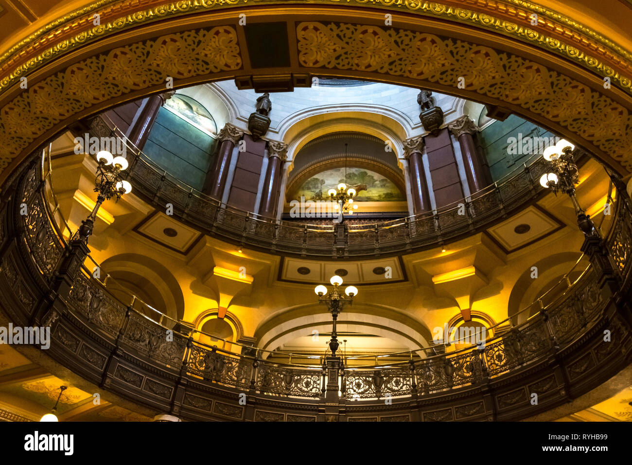 SPRINGFIELD, IL/USA - MARCH 10, 2019: Inside the beautifully ornate ...