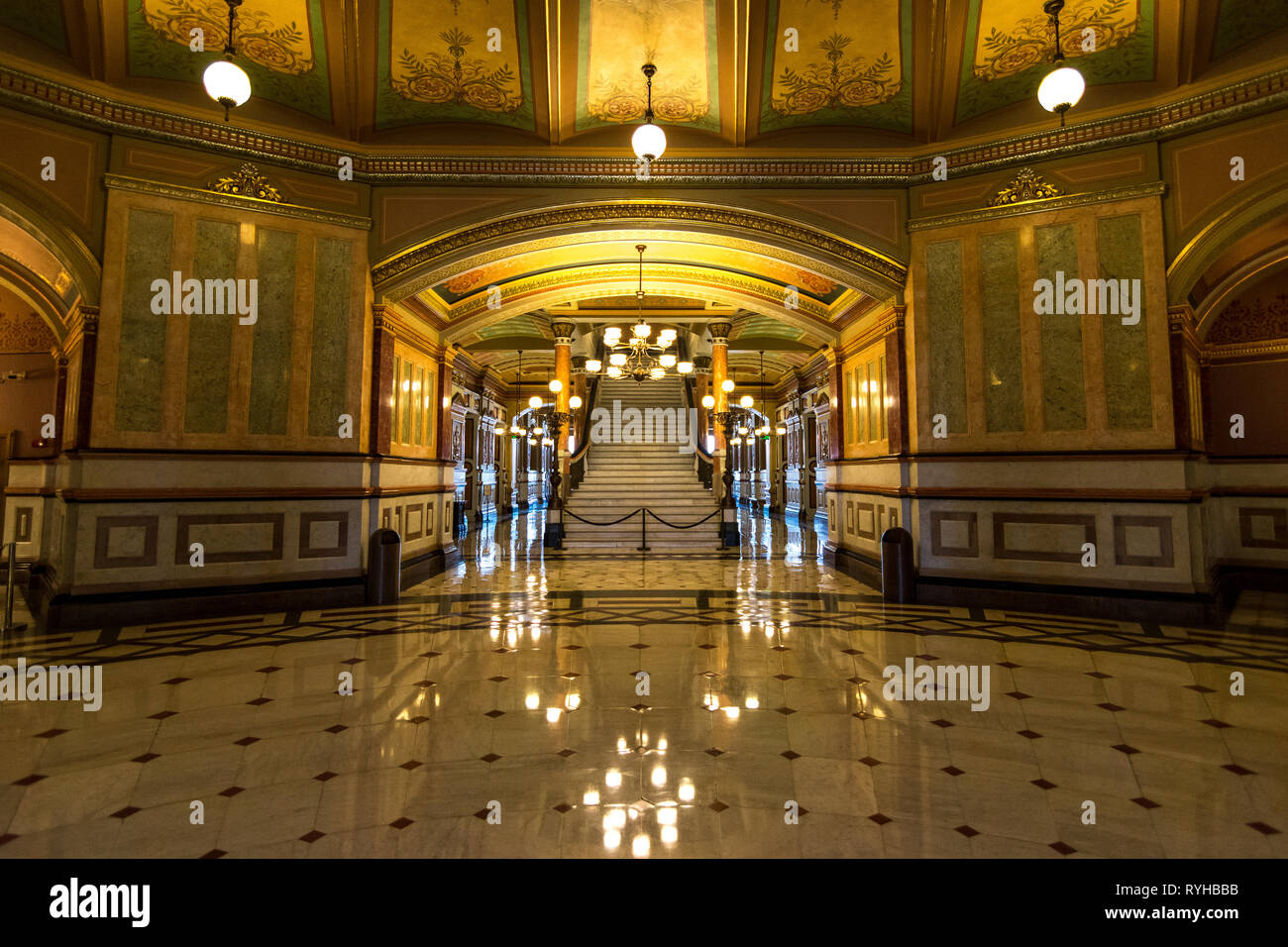SPRINGFIELD, IL/USA - MARCH 10, 2019: Inside the beautifully ornate ...