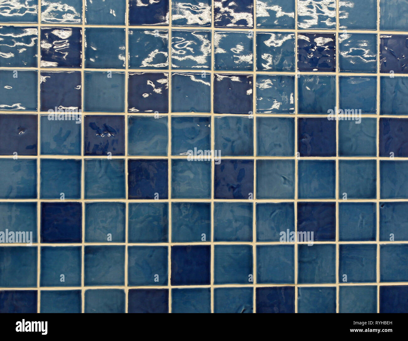 Blue ceramic wall tiles Stock Photo - Alamy