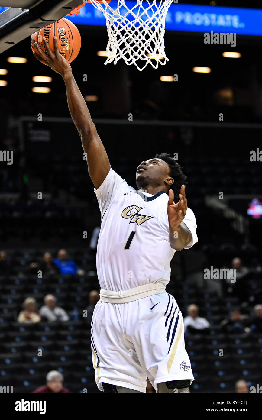 Brooklyn, New York, USA. 13th Mar, 2019. George Washington Colonials ...