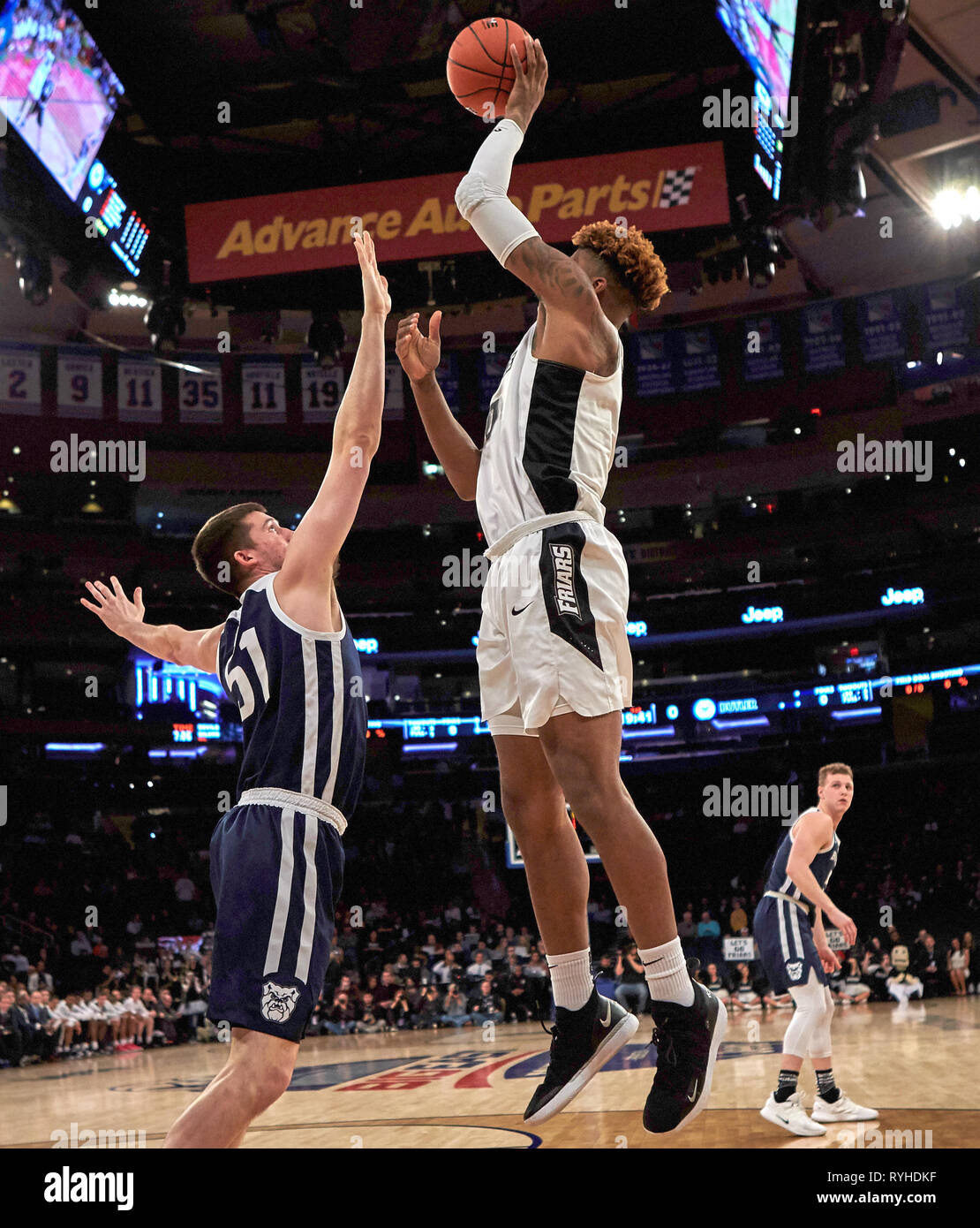 New York, New York, USA. 13th Mar, 2019. Providence Friars center Nate ...