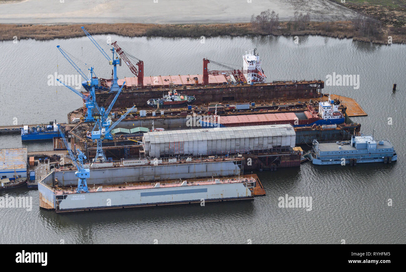 Bremerhaven, Germany. 08th Mar, 2019. An aerial photograph shows the ...