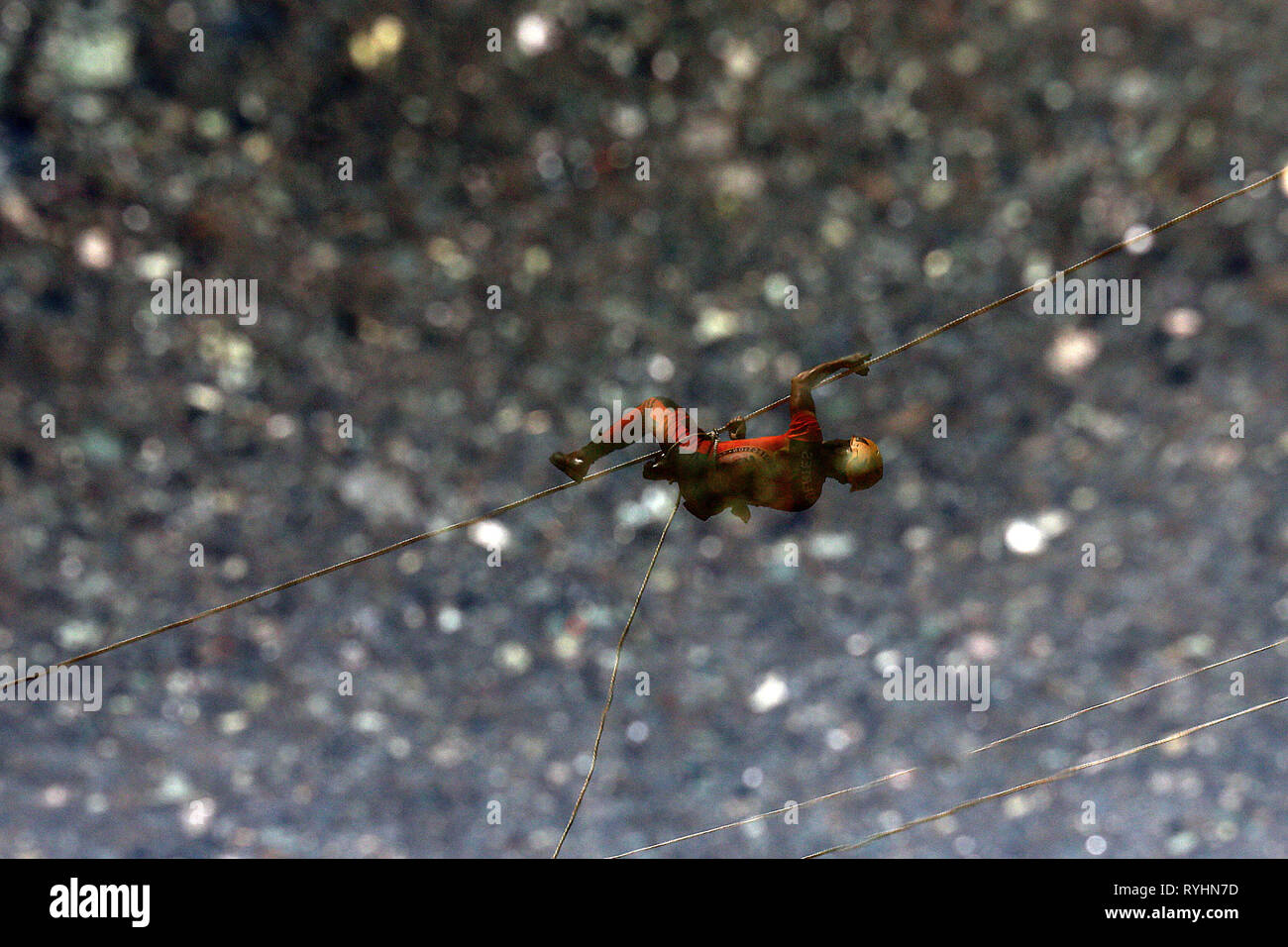 Manila, Philippines. 14th Mar, 2019. A fire volunteer participates in ...