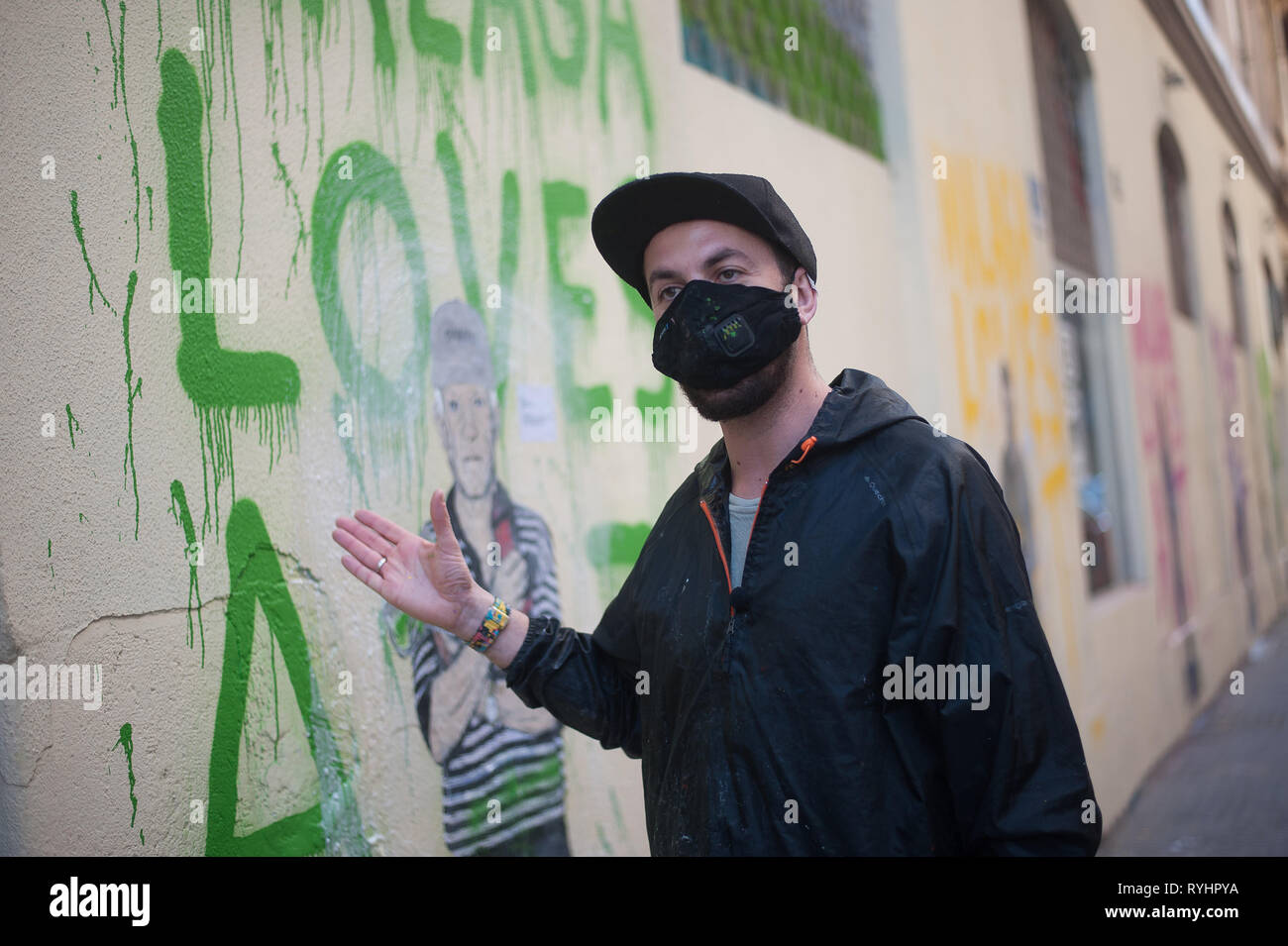 March 14, 2019 - Malaga, MALAGA, Spain - The Italian urban artist TVBOY ...