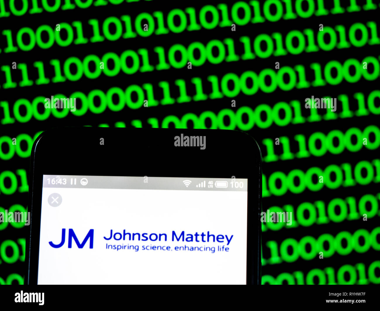 Johnson Matthey plc company logo seen displayed on smart phone Stock ...