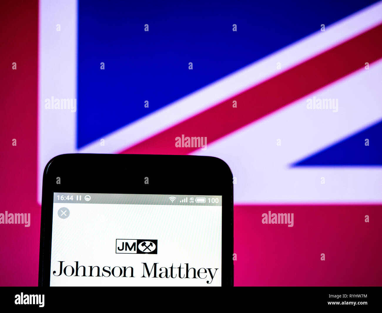 Johnson Matthey plc company logo seen displayed on smart phone Stock ...
