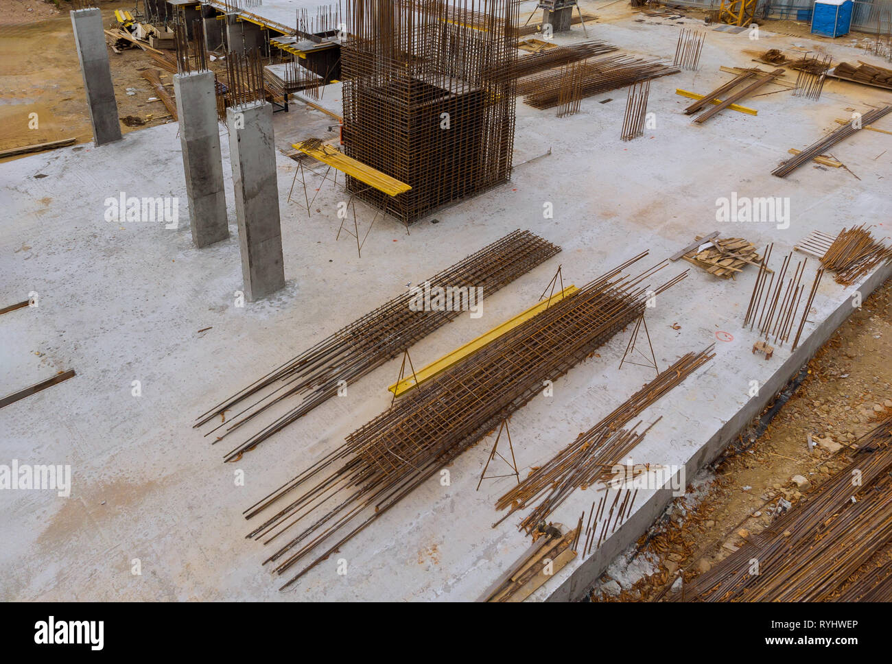Reinforced concrete beam and column with formwork, scaffolding and ...