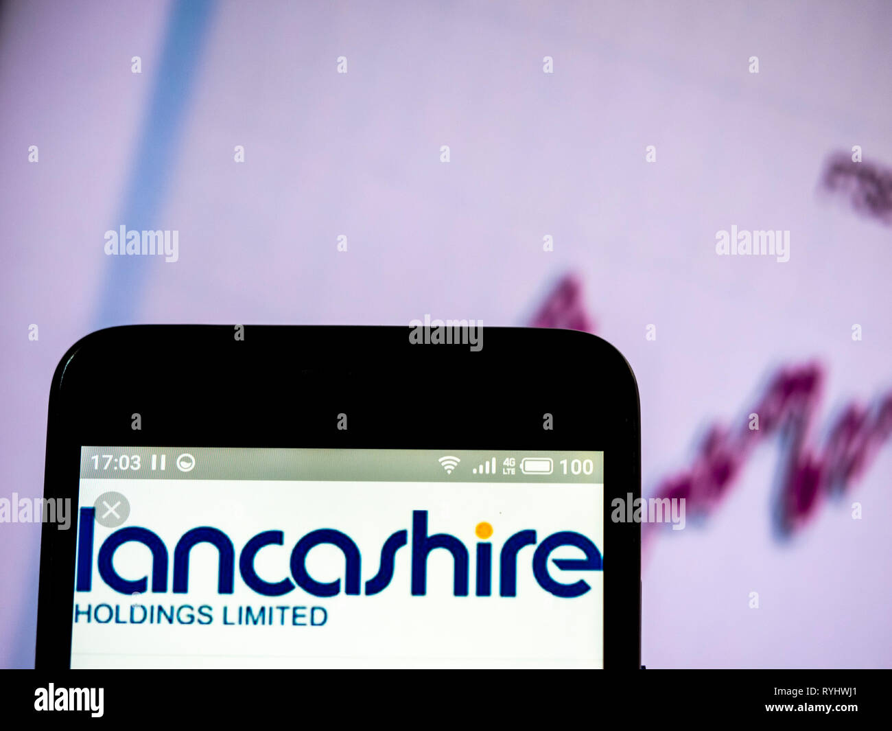 Lancashire Holdings logo seen displayed on smart phone Stock Photo - Alamy