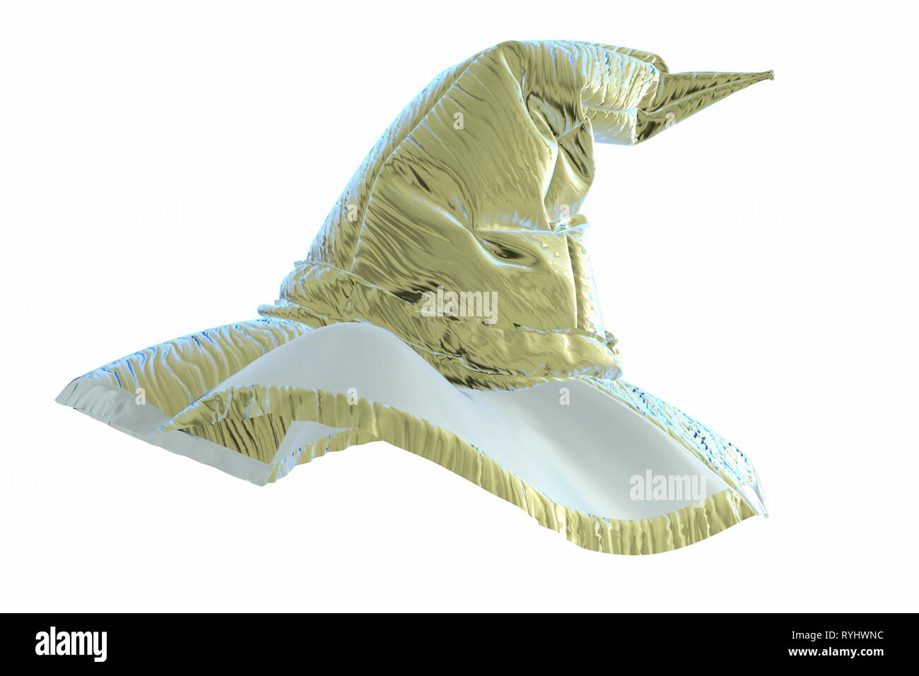 An 3d render illustration of a cartoon Halloween witch hat made of ...