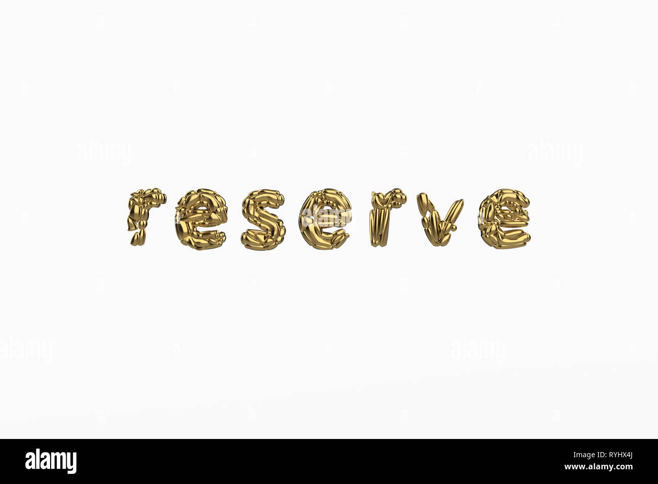 the word reserve is made from braided gold wire. Conceptual 3D ...