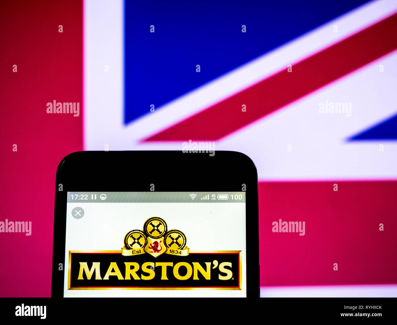 Marston's plc company logo seen displayed on smart phone Stock Photo ...