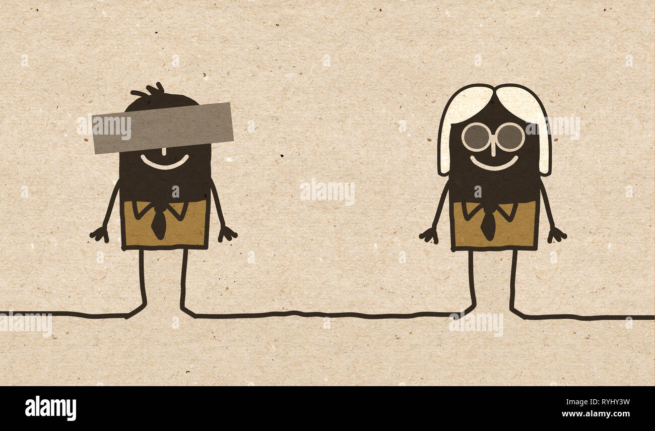 Black cartoon Hiding Anonymous people Stock Photo - Alamy