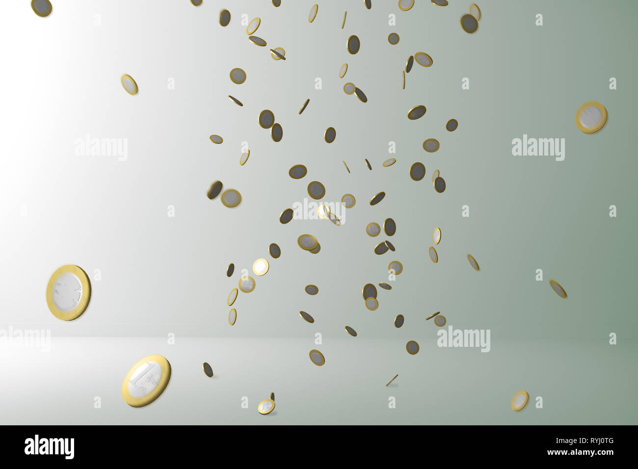 Flying coins in a room. Money rain. Flying Money. Flying coins Stock ...