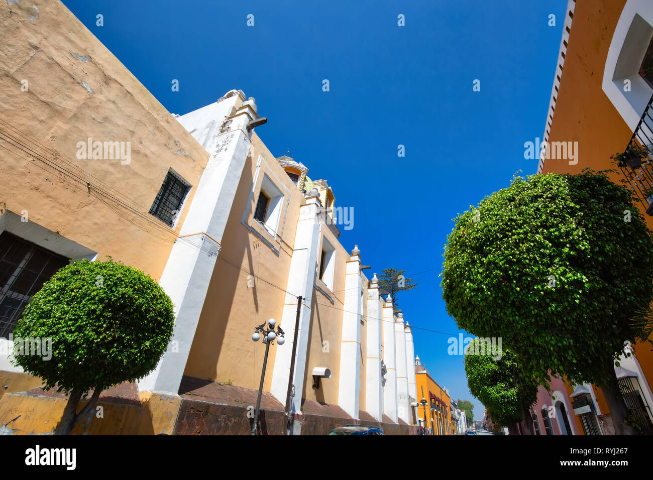 Colorful Puebla streets in Zocalo historic city center Stock Photo - Alamy