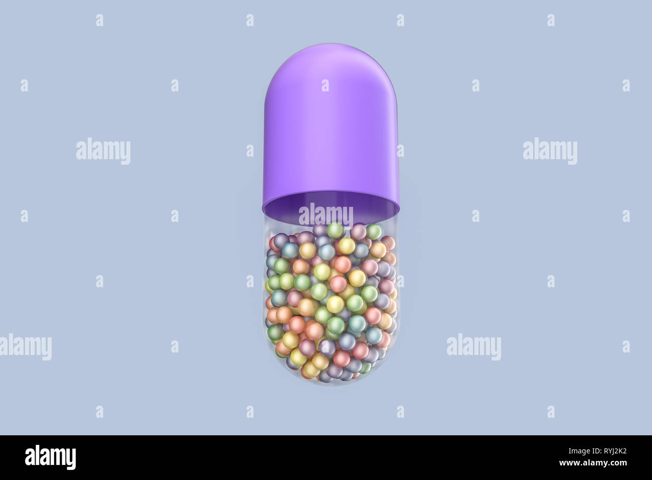 capsules with spheres, 3d rendering Stock Photo - Alamy