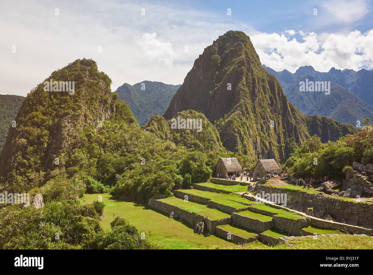 Machu Picchu, Peru - April 22, 2017: People walk in Machu Picchu ...