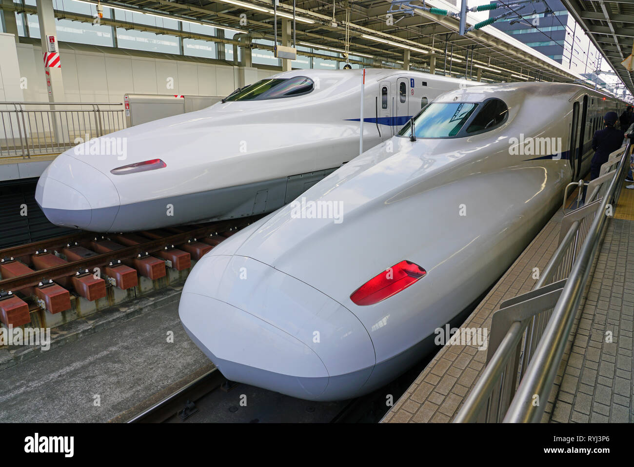 OSAKA, JAPAN -23 FEB 2019- A N 700 high speed bullet shinkansen train ...