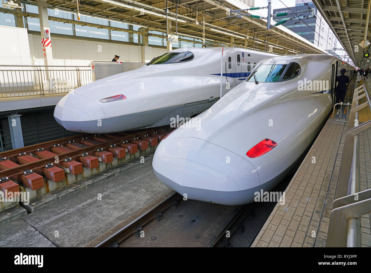 OSAKA, JAPAN -23 FEB 2019- A N 700 high speed bullet shinkansen train ...