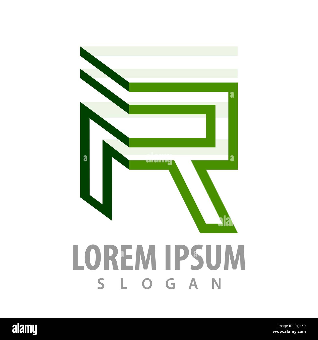 Green line letter R concept design. Symbol graphic template element ...