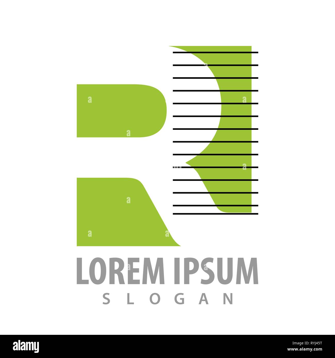 Square cut off letter R with black lines concept design. Symbol graphic ...