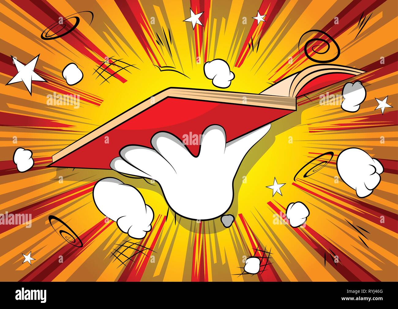 Vector cartoon hand holding a book. Illustrated hand on comic book ...