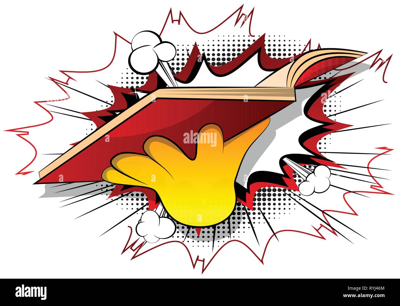 Vector cartoon hand holding a book. Illustrated hand on comic book ...