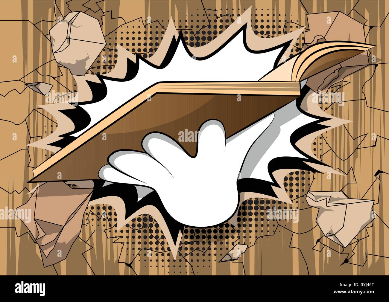 Vector cartoon hand holding a book. Illustrated hand on comic book ...