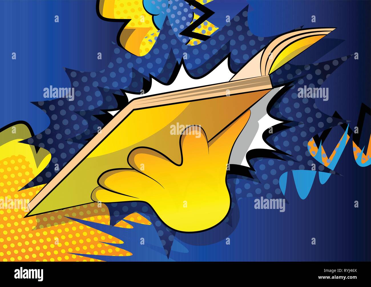 Vector cartoon hand holding a book. Illustrated hand on comic book ...