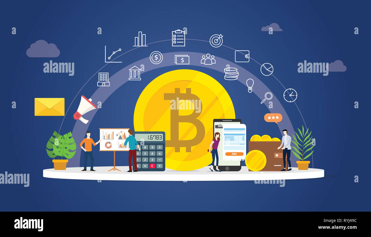 bitcoin cryptocurrency digital money business with gold coin icons and ...