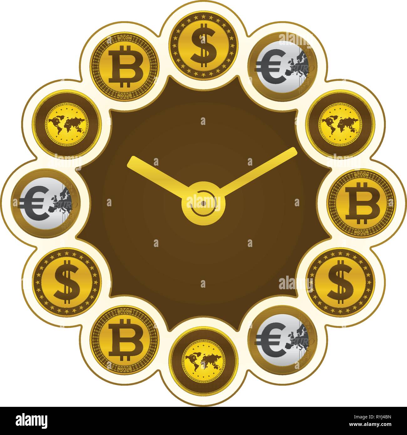 Gold watch chain coins Stock Vector Images - Alamy