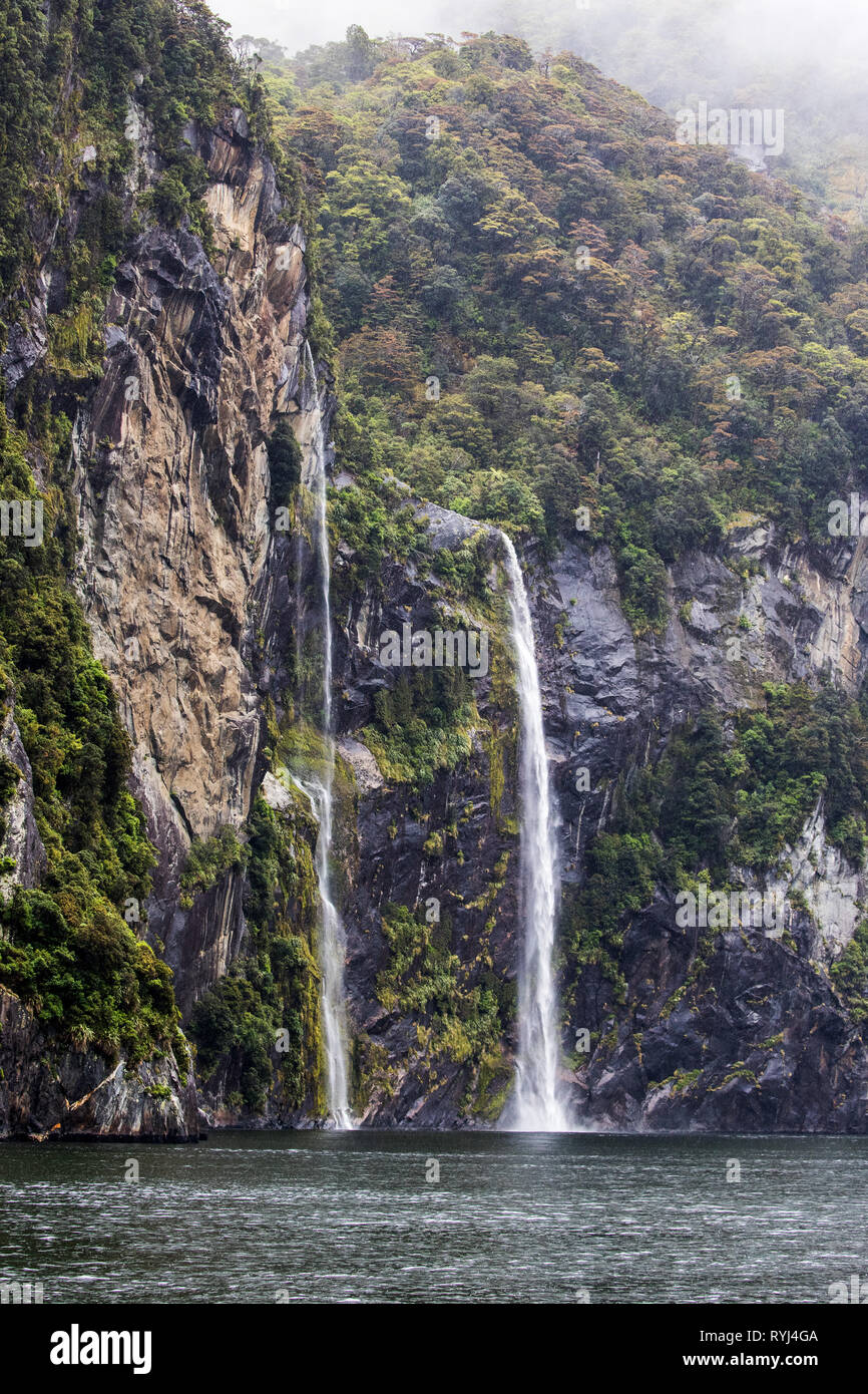 Milford Sound Waterfall Stock Photo - Alamy