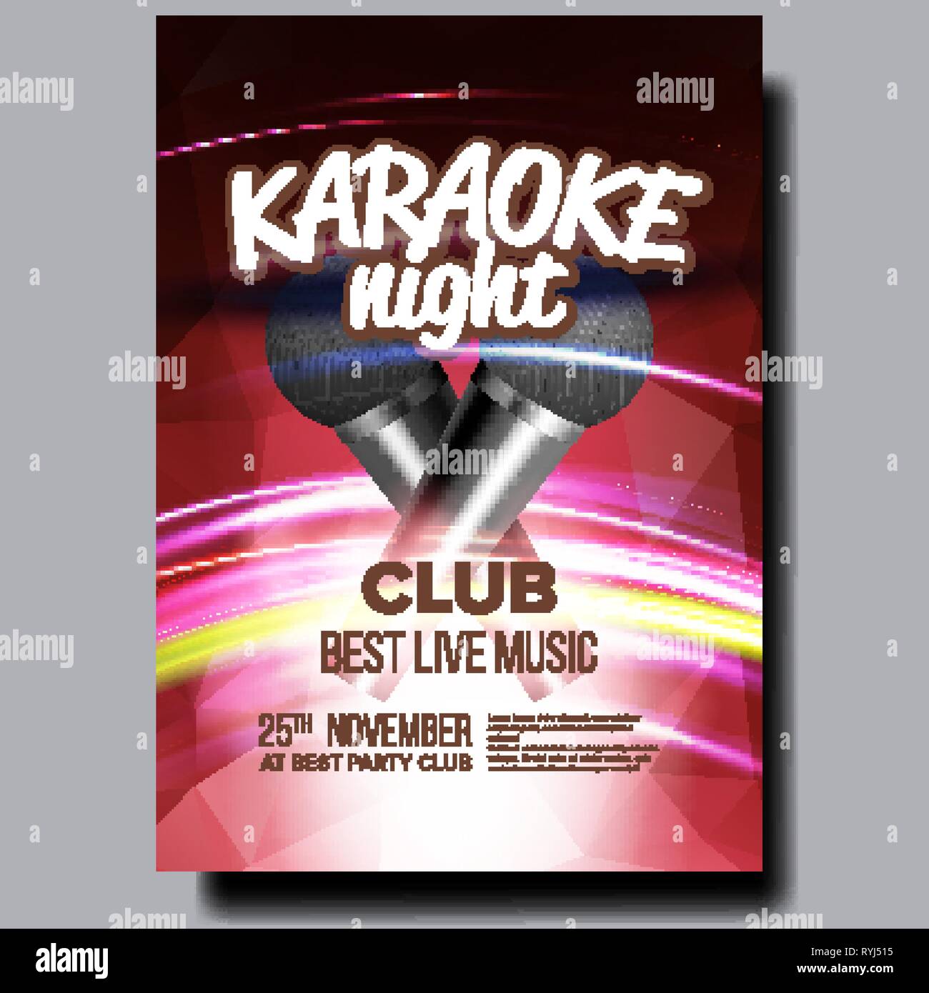 Karaoke Poster Vector. Sing Song. Karaoke Dance Event. Vintage Studio ...