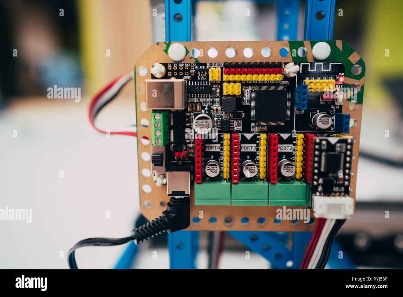 Electronic circuit board with processor and wires Stock Photo - Alamy