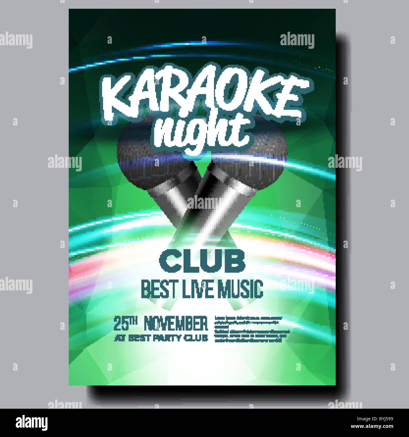 Karaoke Poster Vector. Dance Event. Karaoke Vintage Studio. Musical ...