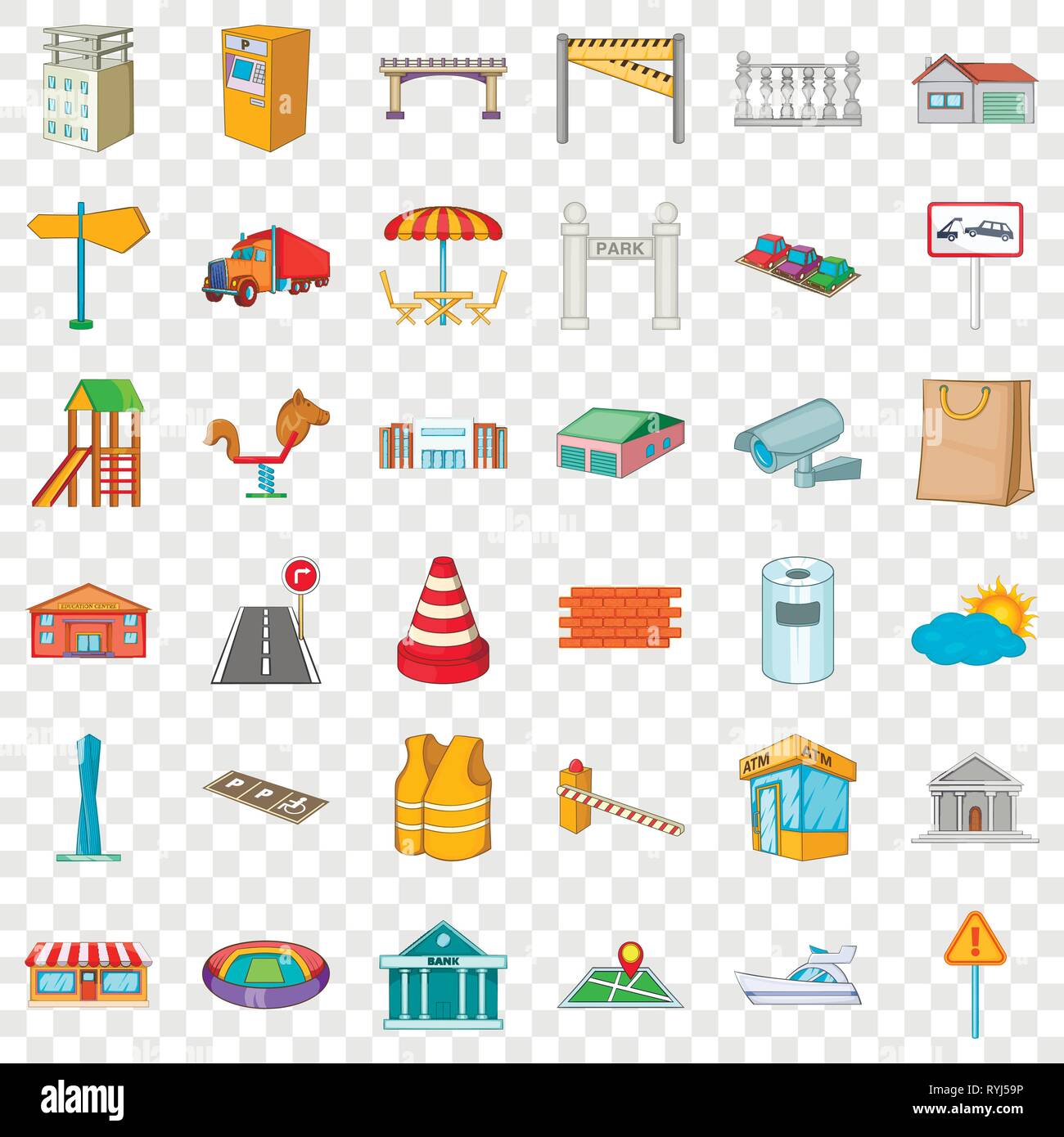 Different city icons set, cartoon style Stock Vector Image & Art - Alamy
