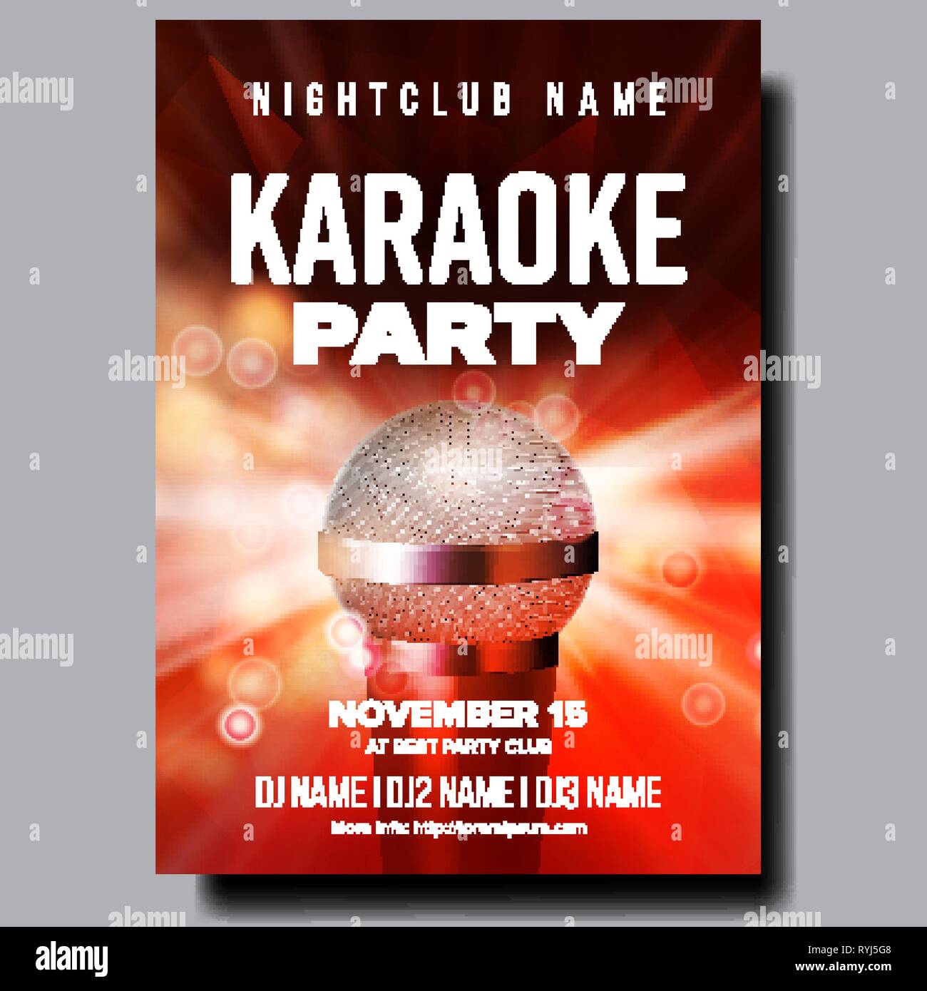 Karaoke Poster Vector. Disco Banner. Karaoke Voice Equipment. Sing Song ...