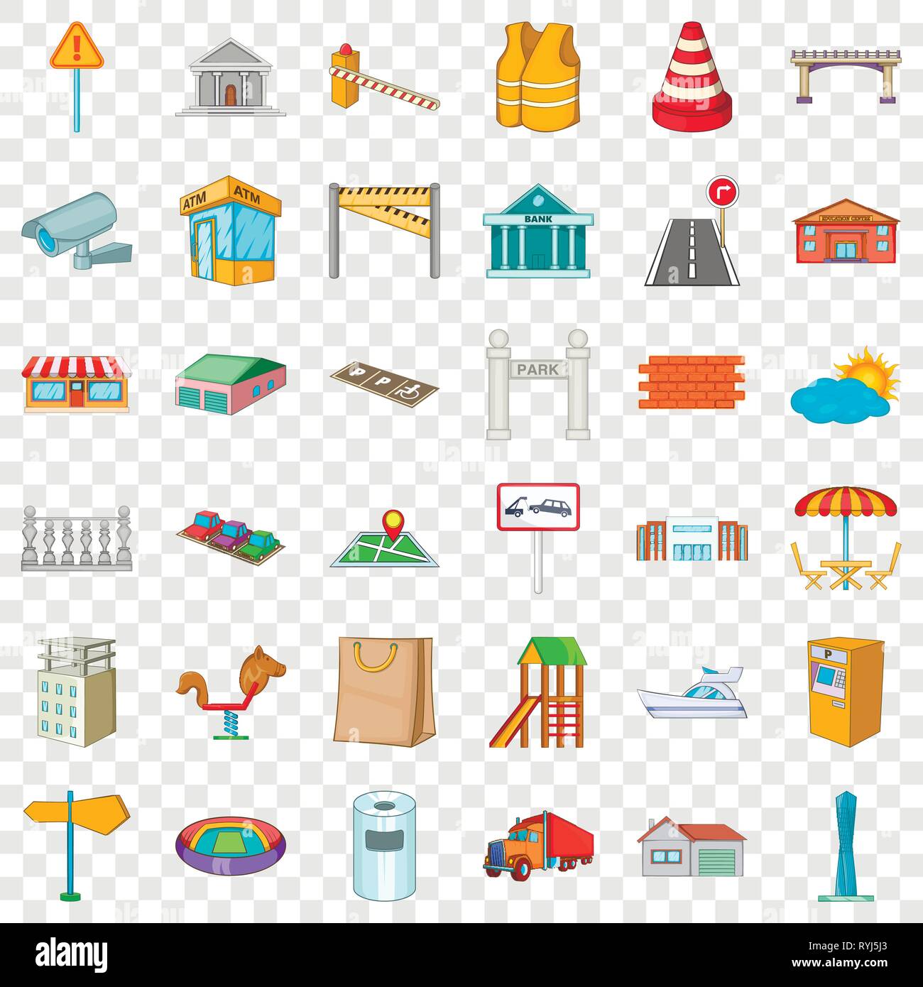 City map icons set, cartoon style Stock Vector Image & Art - Alamy